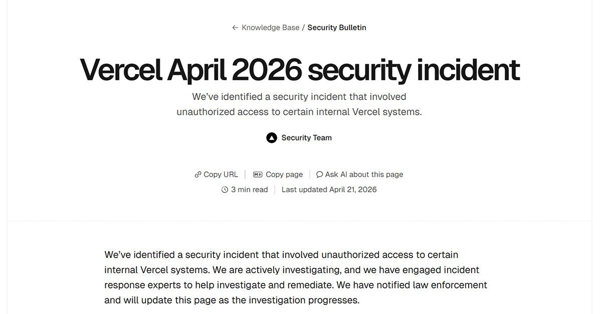 Vercelのデータ流出、原因はサポート終了のAIツール Google Workspaceアカウント乗っ取りで環境変数にアクセス ...
